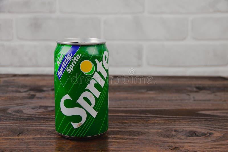 An Old Aluminium Can of Sprite Soft Drink Against the Brick Wall ...