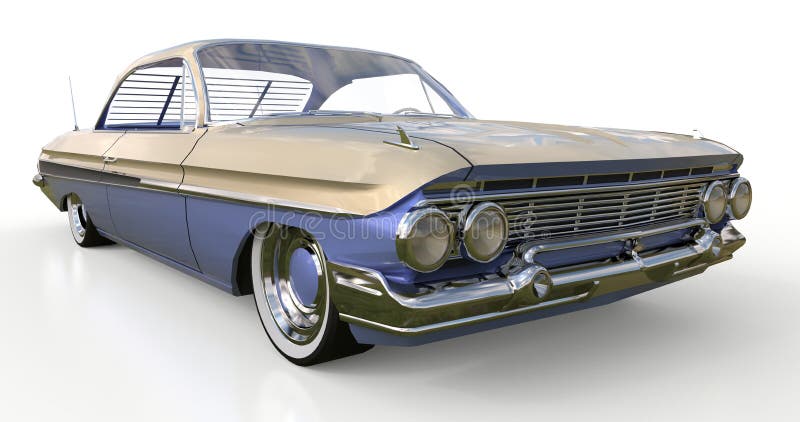 Old American Car in Excellent Condition. 3d Rendering. Stock ...