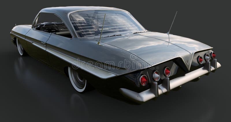 Old American Car in Excellent Condition. 3d Rendering. Stock ...