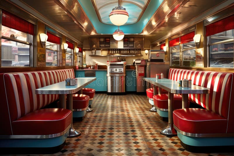 An Old American Diner Interior from the 1950s Stock Image - Image of ...
