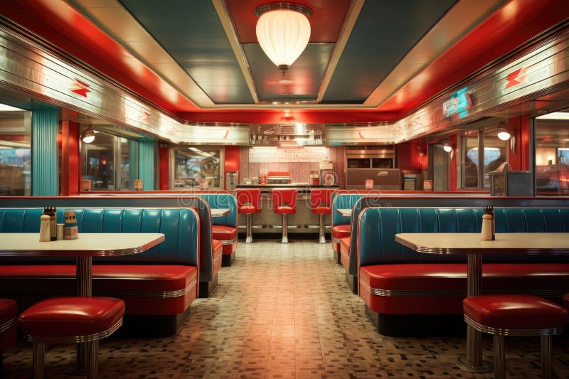 An Old American Diner Interior from the 1950s Stock Photo - Image of ...