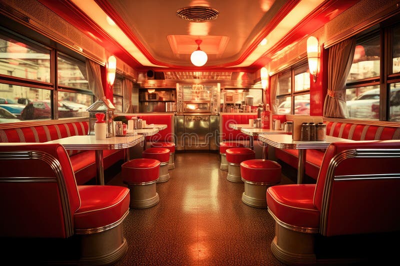 An Old American Diner Interior from the 1950s Stock Photo - Image of ...