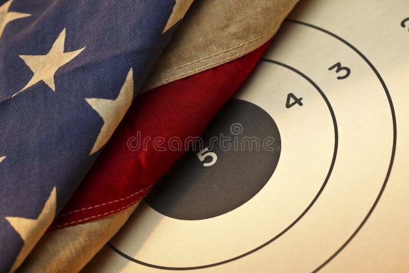 Paper Shooting Target with Folded American Flag Stock Image - Image of ...
