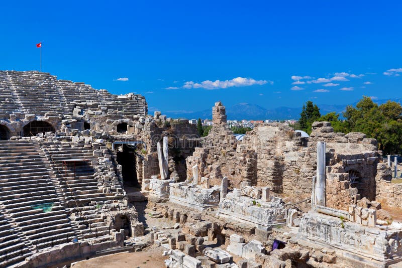 Old Amphitheater in Side, Turkey Stock Image - Image of nature ...