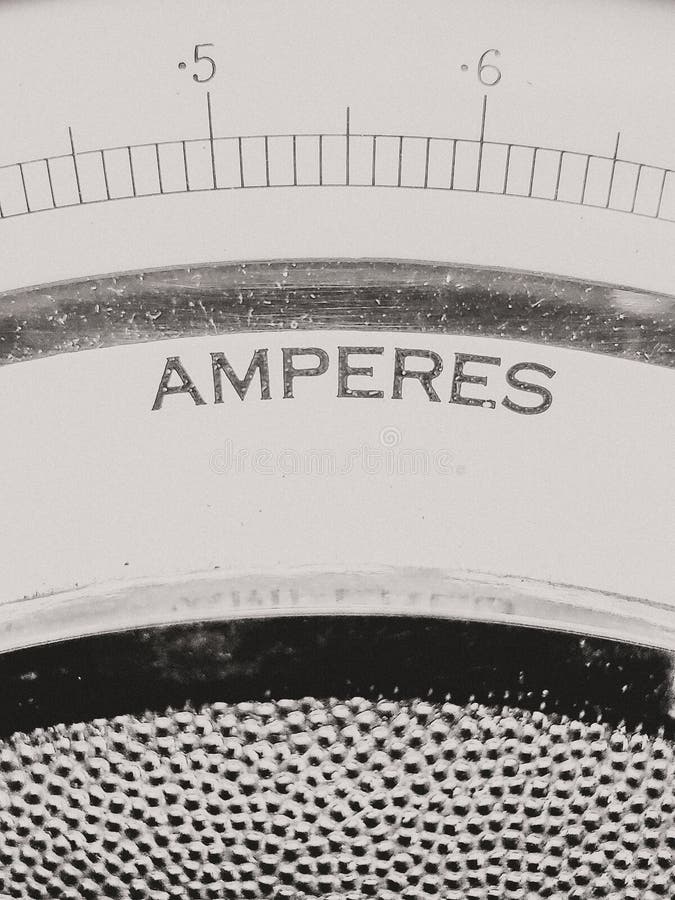 An old analog amp meter. stock image. Image of monochrome - 185603497