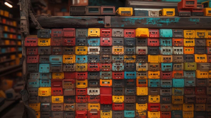 Old Analog Audio Cassettes in Flat Layout. Background, Space for Text ...