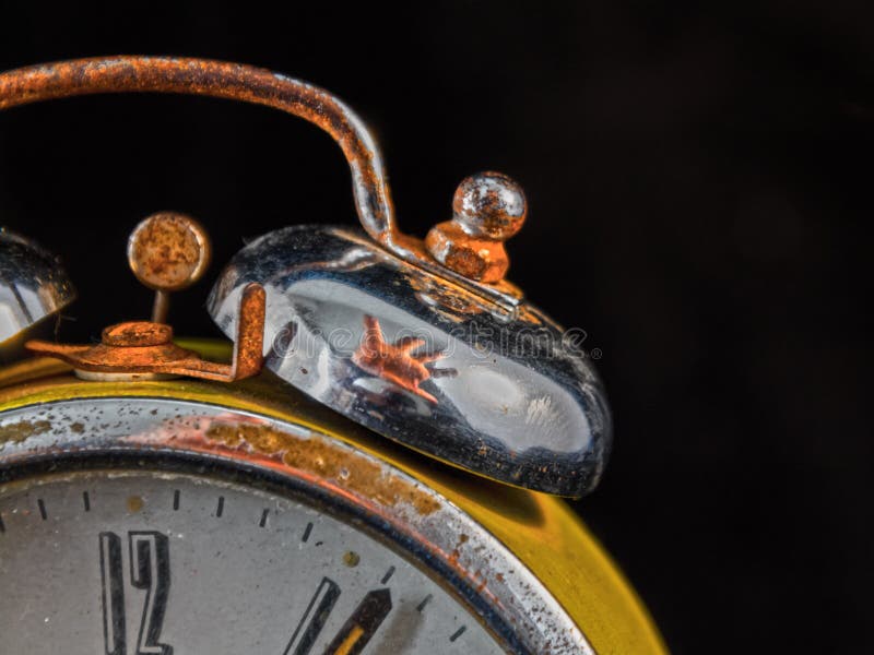 Old and Analog Iron Alarm Clock and Human Hand Stock Photo - Image of ...