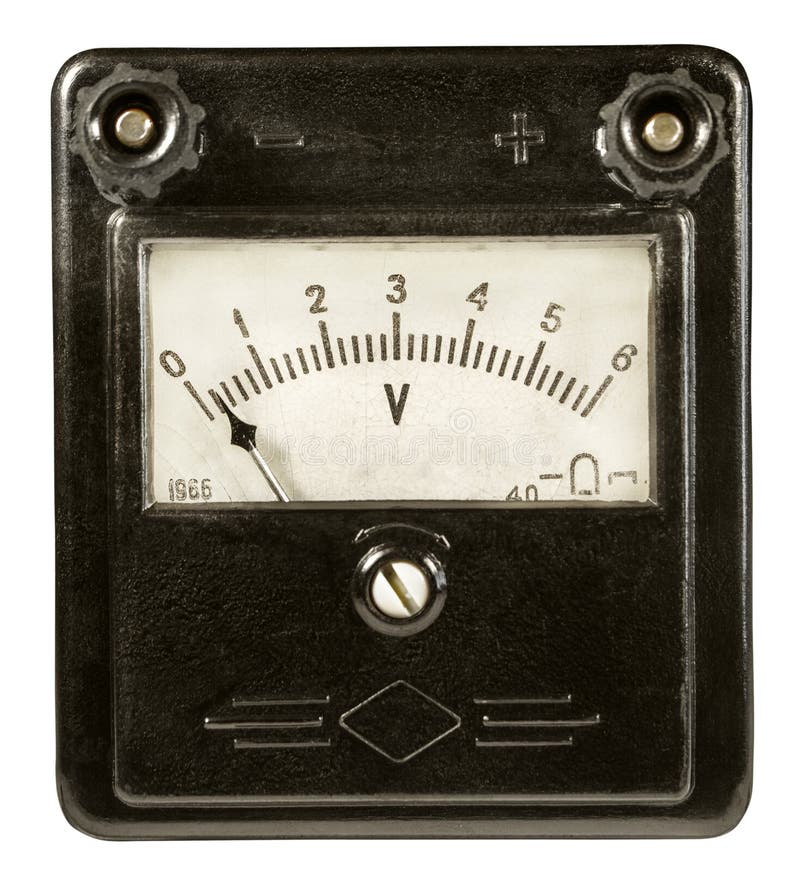 Old Analog Measuring Instrument Voltmeter Stock Image - Image of number ...