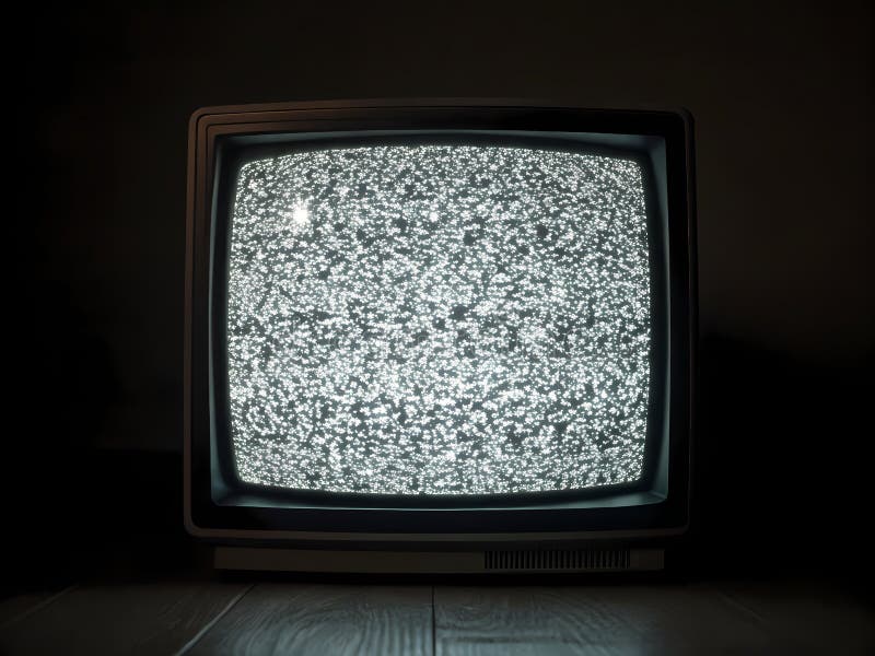 Old Television Set Displaying Static Noise Dark Room Stock Photos ...