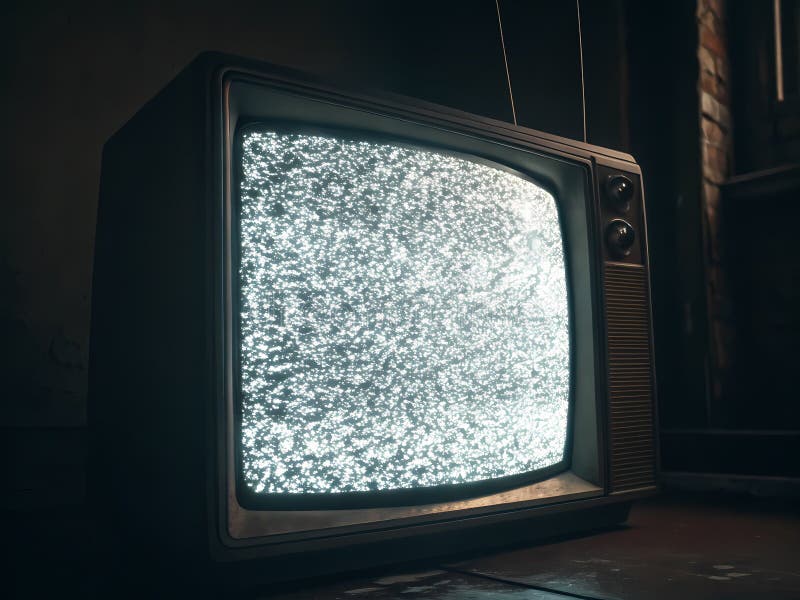 Old Analog Television Showing Static Noise Dark Room Stock Photos ...