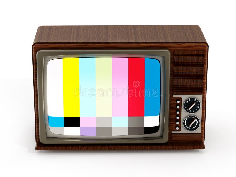 Old Analogue Television with Test Screen. 3D Illustration Stock ...