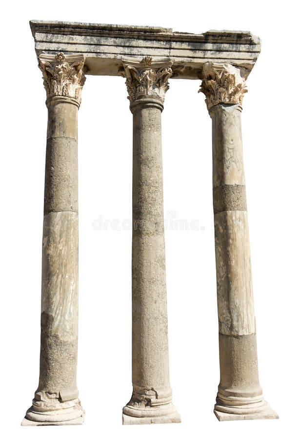 Old Anceint Roman Stone Columns Isolated Stock Photo - Image of white ...