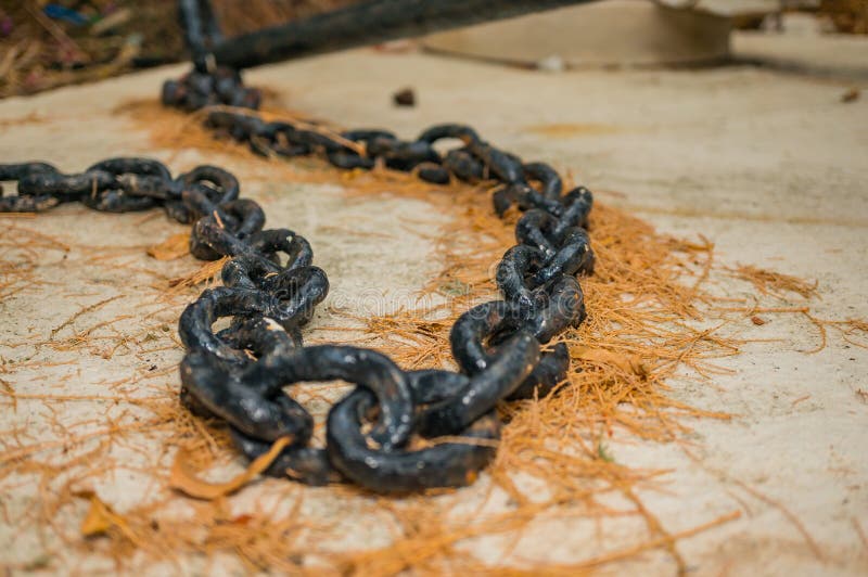 Old Anchor Chain in the Fall on the Pier. Autumn Background Stock Image ...