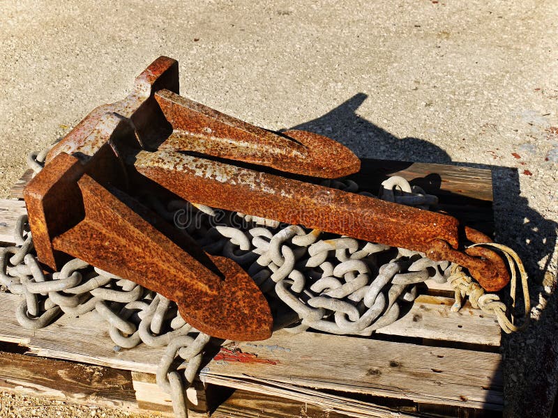 Rusty Anchor stock photo. Image of chain, anchor, rusty - 47128772