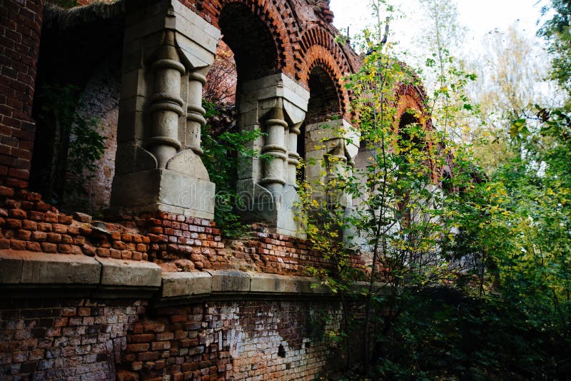 Old Ancient Abandoned Church Ruins Overgrown by Plants Stock Image ...