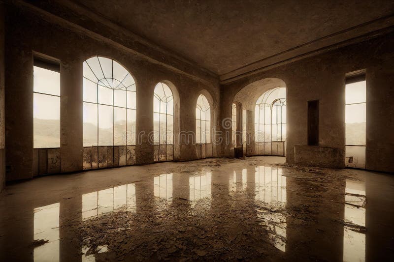 Old Ancient Building with Light Falling Inside from Window. Old ...