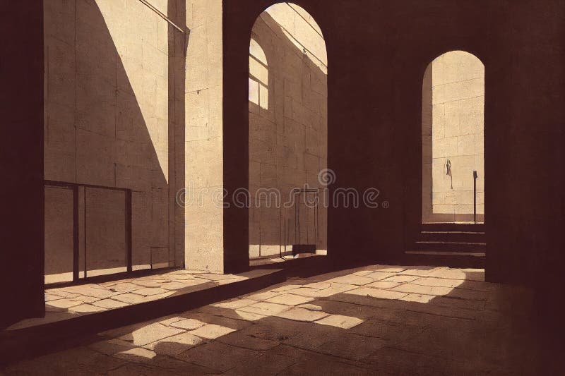 Old Ancient Building with Light Falling Inside from Window. Old ...