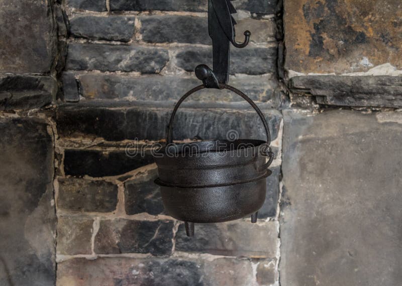 The Old and Ancient Cauldron in a Farmhouse Stock Photo - Image of ...