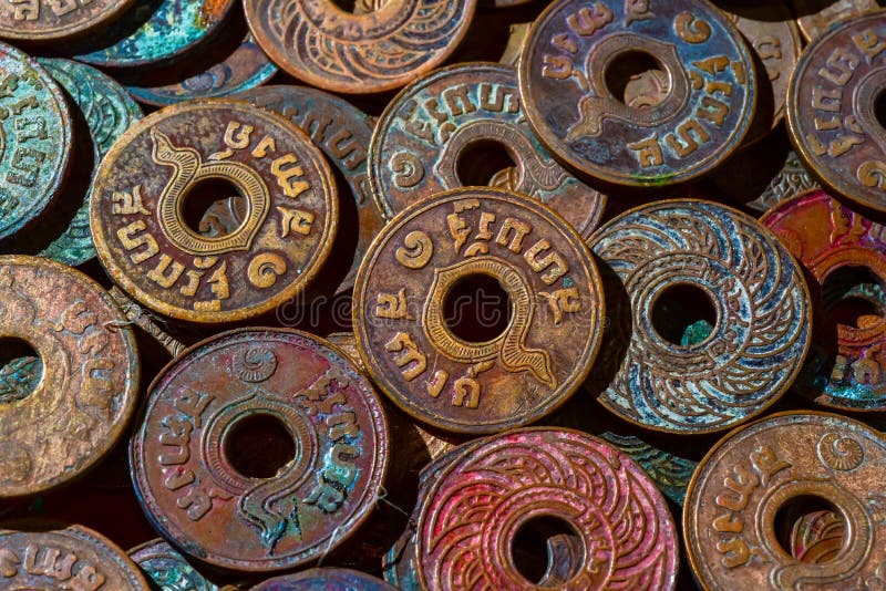 Old Ancient Coins of Thailand Stock Image - Image of history, objects ...