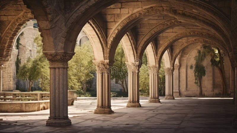 Old Ancient Columns in Building of Medieval Architecture. Neural ...