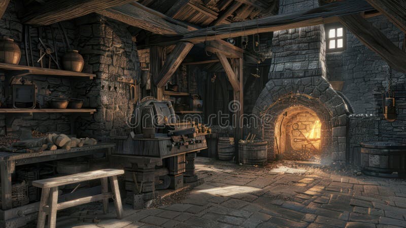 Old Ancient Forge Created with Generative AI. Old Medieval Architecture ...