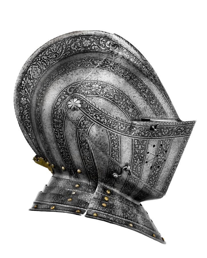Knights Medieval Helmet Side Profile Isolated on White Stock Image ...