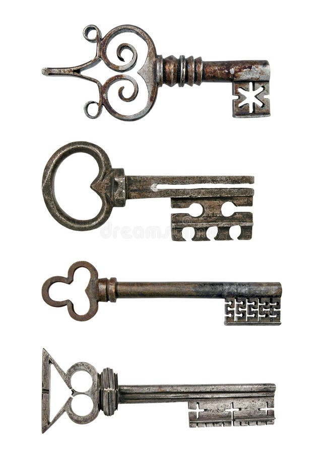 Old Ancient Key Collection Isolated Stock Photo - Image of antique ...