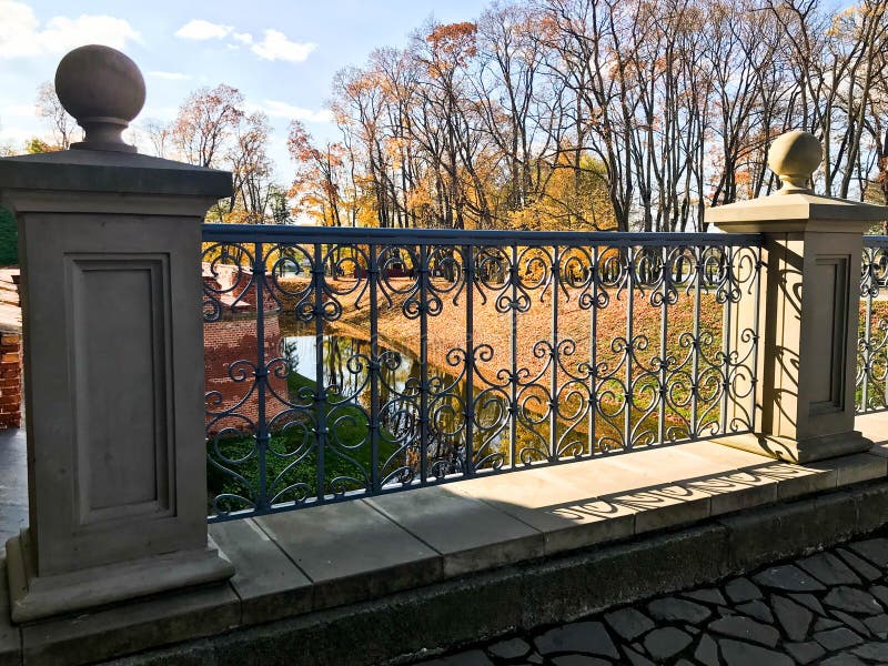 Old Ancient Vintage Beautiful Stone Wrought Iron Railing of a Bridge ...