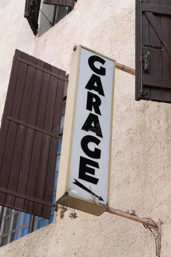 Old Ancient Vintage Garage Sign Stock Photo - Image of illuminated ...