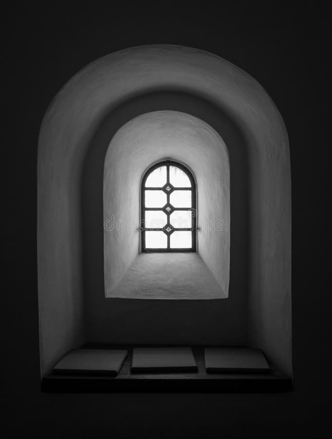 The Old and Ancient Window in Dark Room Stock Photo - Image of mosaic ...