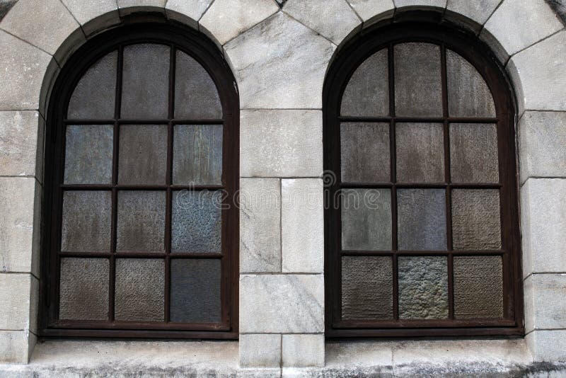 The Old and Ancient Windows in Stone Wall of a Castle, Historical Close ...