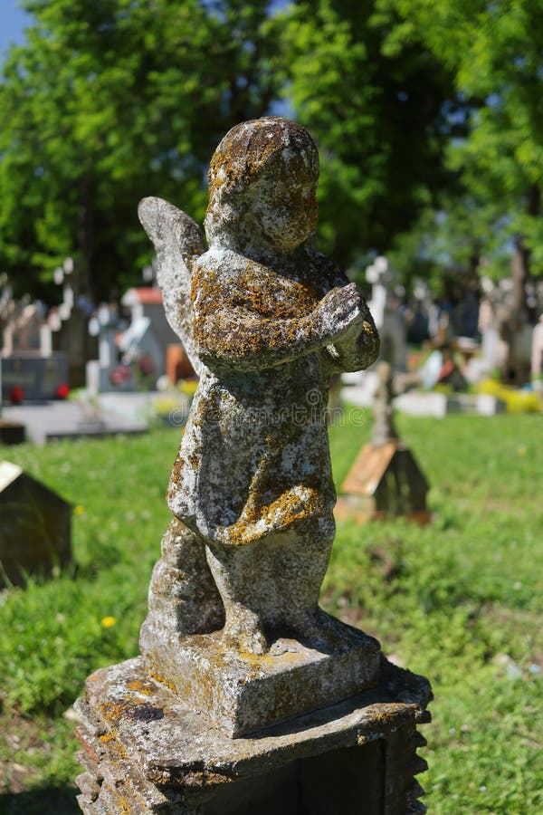 Old angel statue stock image. Image of ancient, buried - 163356349