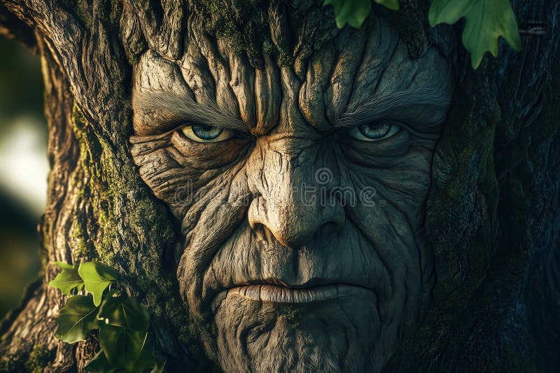 Old Angry Tree Face stock illustration. Illustration of protection ...