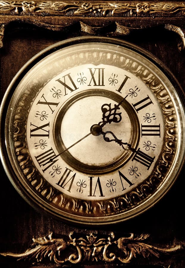 Old antique clock stock image. Image of roman, hours, nostalgia - 7379175