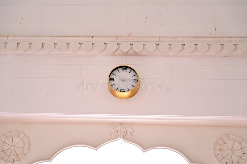 Old Antique Clock Hanging on White Wall Stock Image - Image of deadline ...