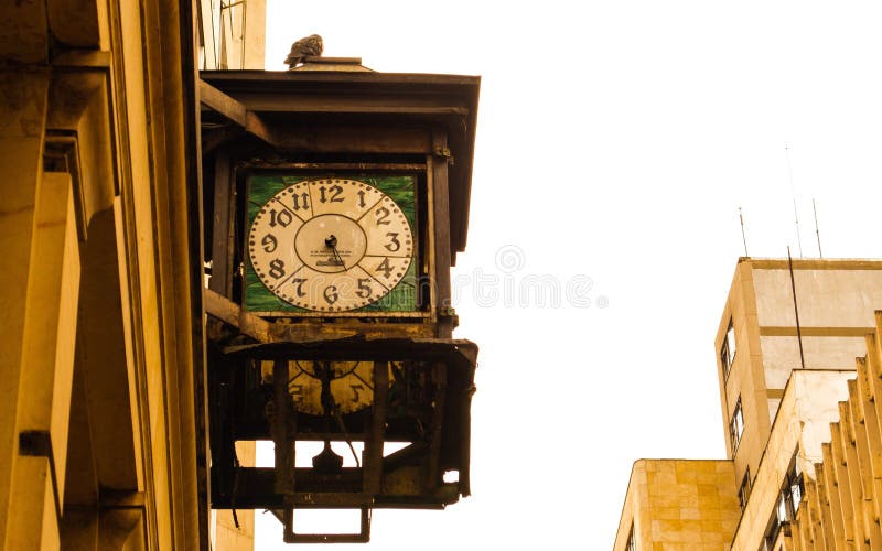 Antique Clock in the Street Stock Photo - Image of antique, urban ...