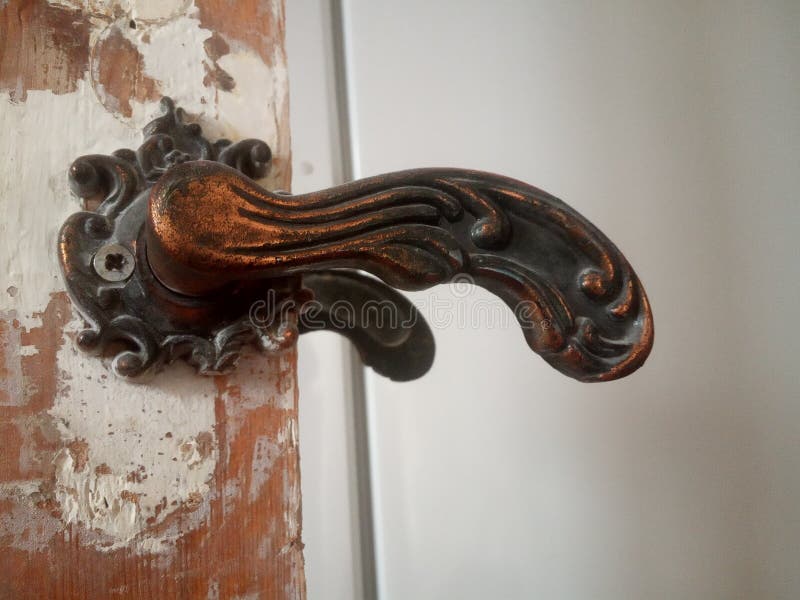 Old Antique Door Handle, Fragment of an Old Door Stock Image - Image of ...