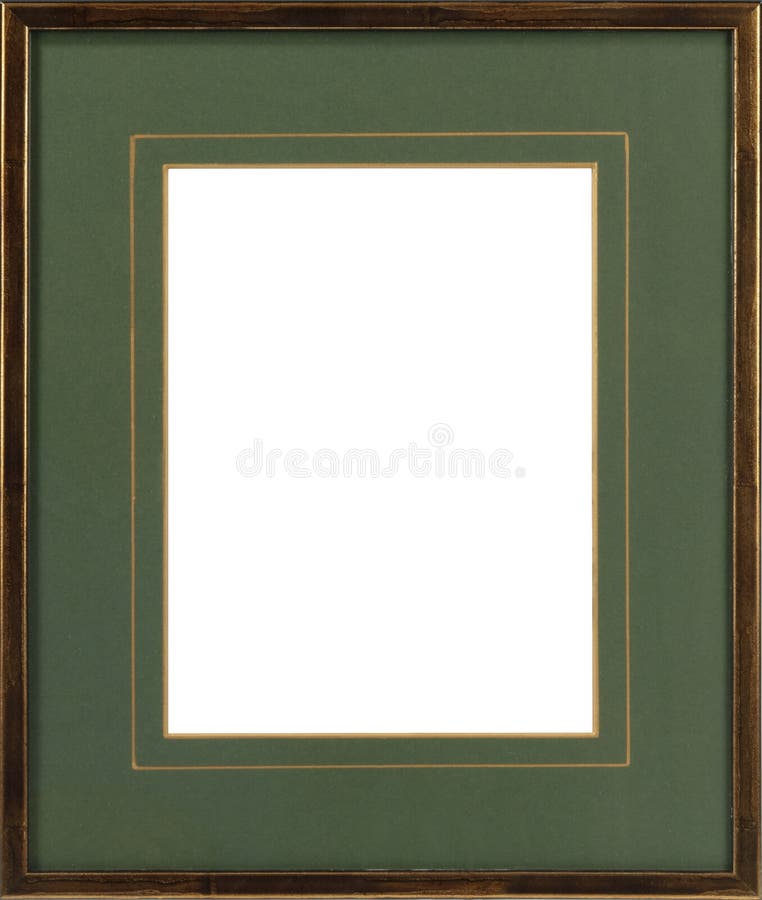 Old Antique Gold Frame with Green Card Insert Isolated Stock Photo ...
