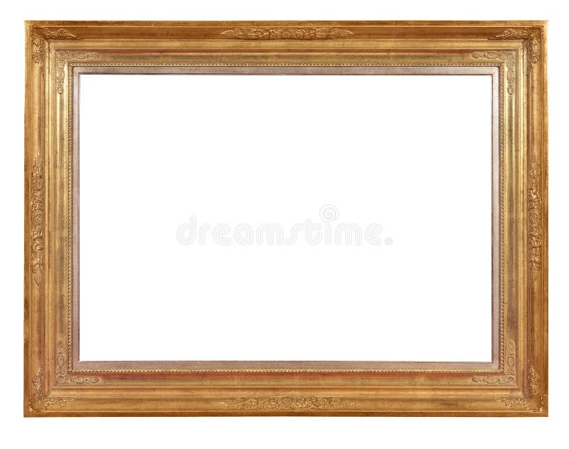 Old Antique Gold Frame Isolated on White Stock Photo - Image of rustic ...