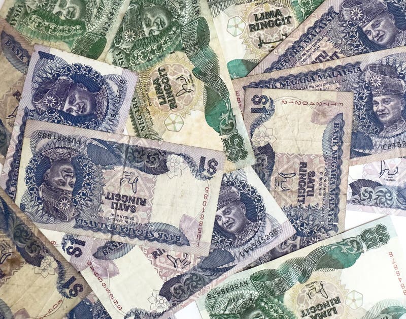 Old Antique Malaysian Ringgit Money, Bank Notes Background. Stock Image ...
