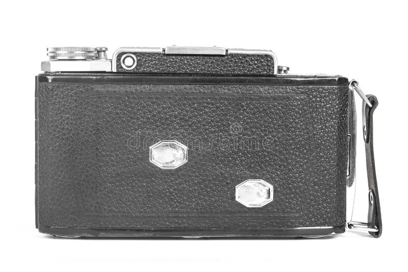 Old, Antique Pocket Camera. the Black Camera is Covered with a Black ...