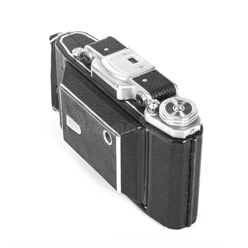 Old, Antique Pocket Camera. the Black Camera is Covered with a Black ...