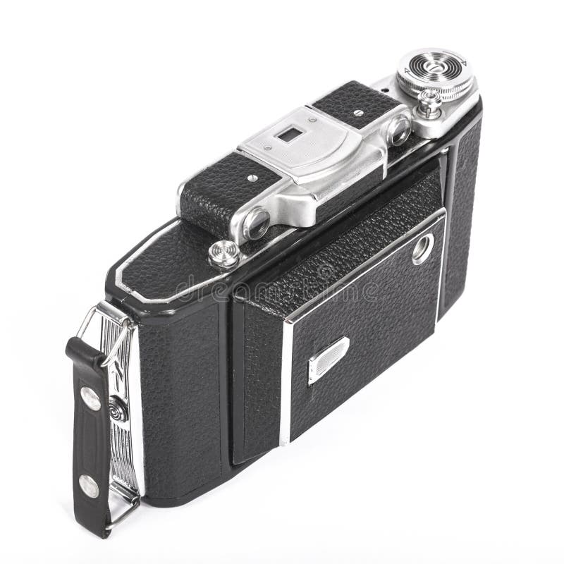 Old, Antique Pocket Camera. the Black Camera is Covered with a Black ...