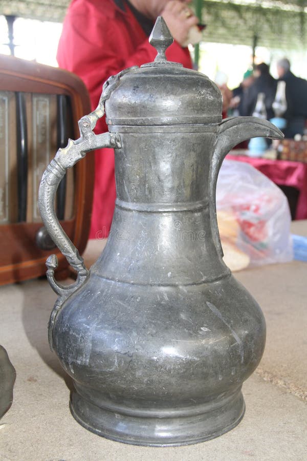 Old Antique Objects at Bazaar on Sale Stock Image - Image of silver ...