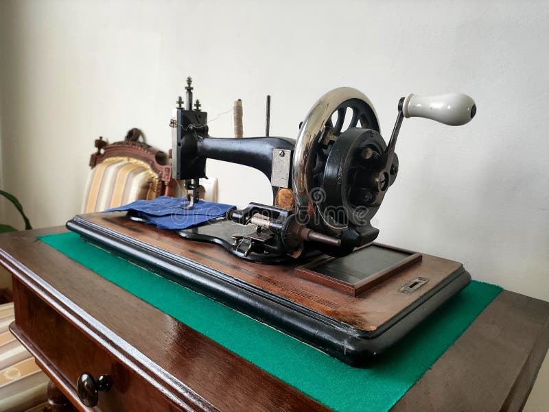Old Antique Sewing Machine, Museum Exhibit, Close-up Stock Photo ...
