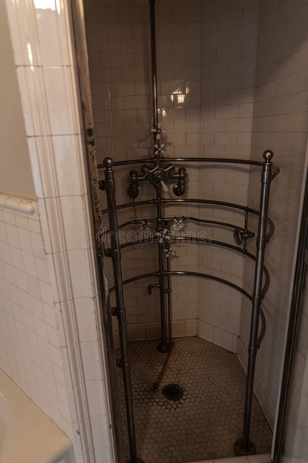 Old Antique Shower Installation Stock Image - Image of room, antique ...