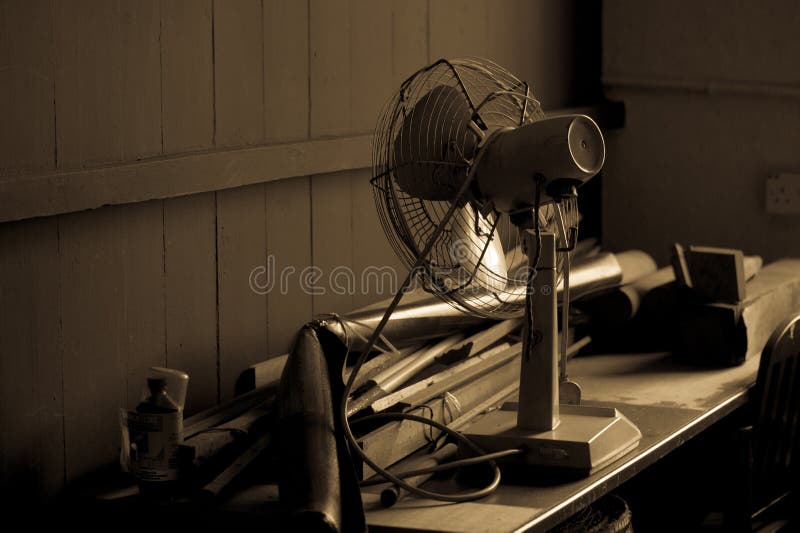 Old Antique Standing Fan stock image. Image of monochrome - 90812235