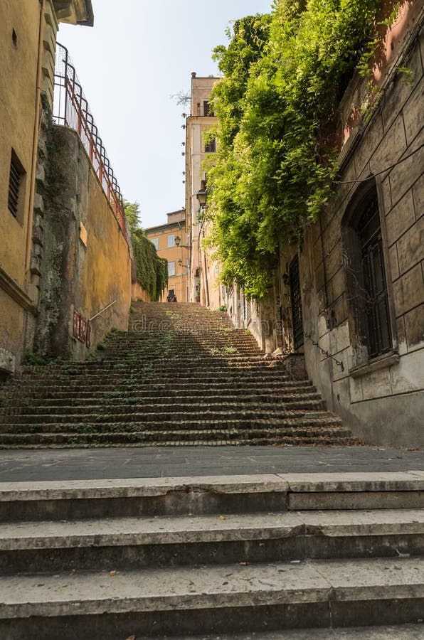 Old Antique Steps in the Ancient Street of Italian Rome Stock Image ...
