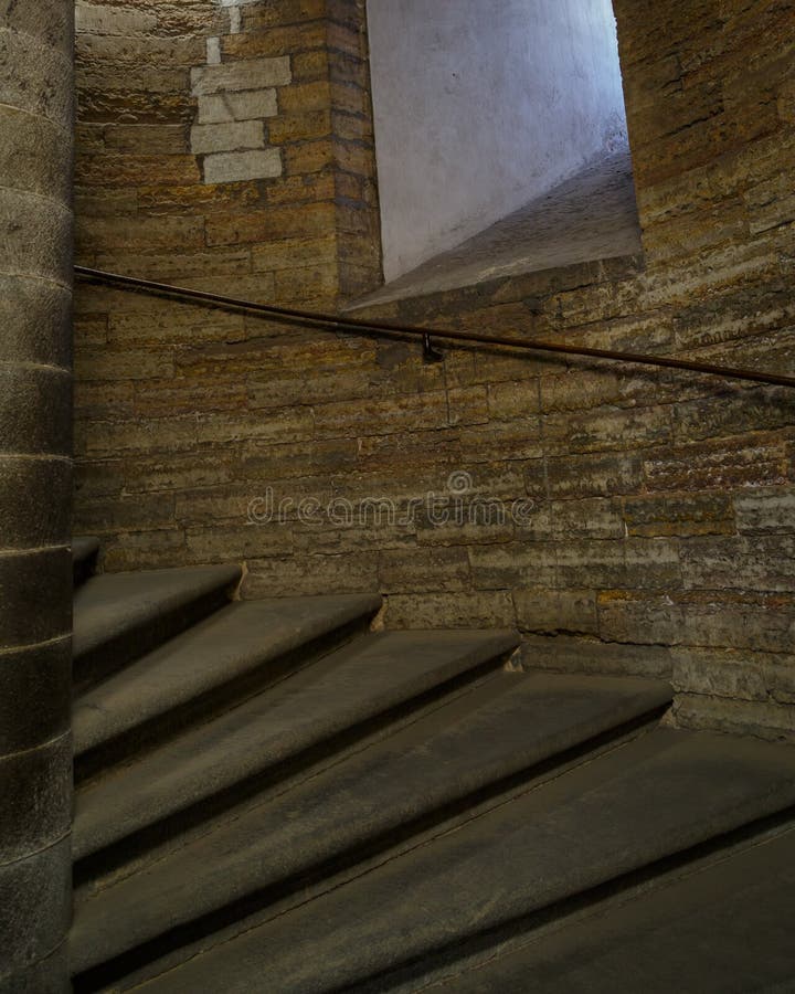 Old Antique Stone Spiral Staircase Inside the Tower Stock Image - Image ...