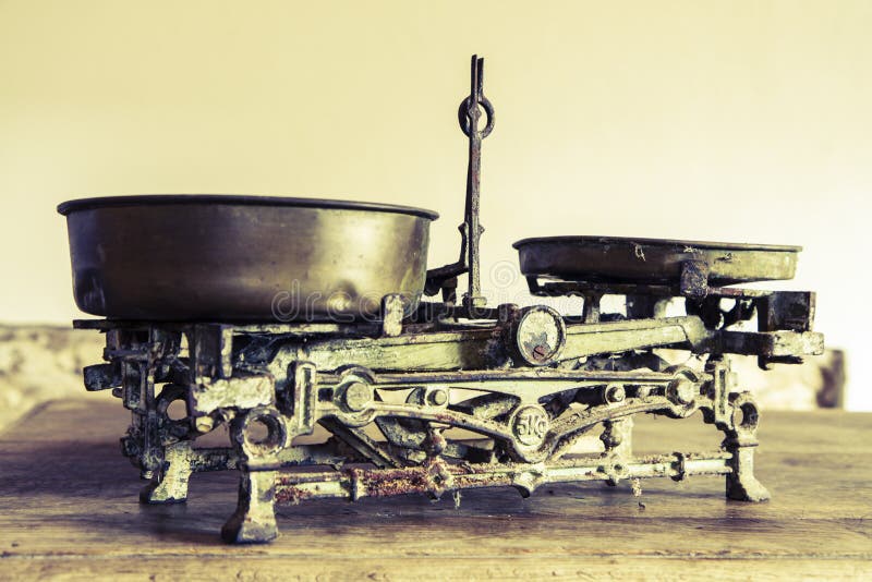 Old Antique Weight Measuring Brass and Iron Scale Stock Photo - Image ...